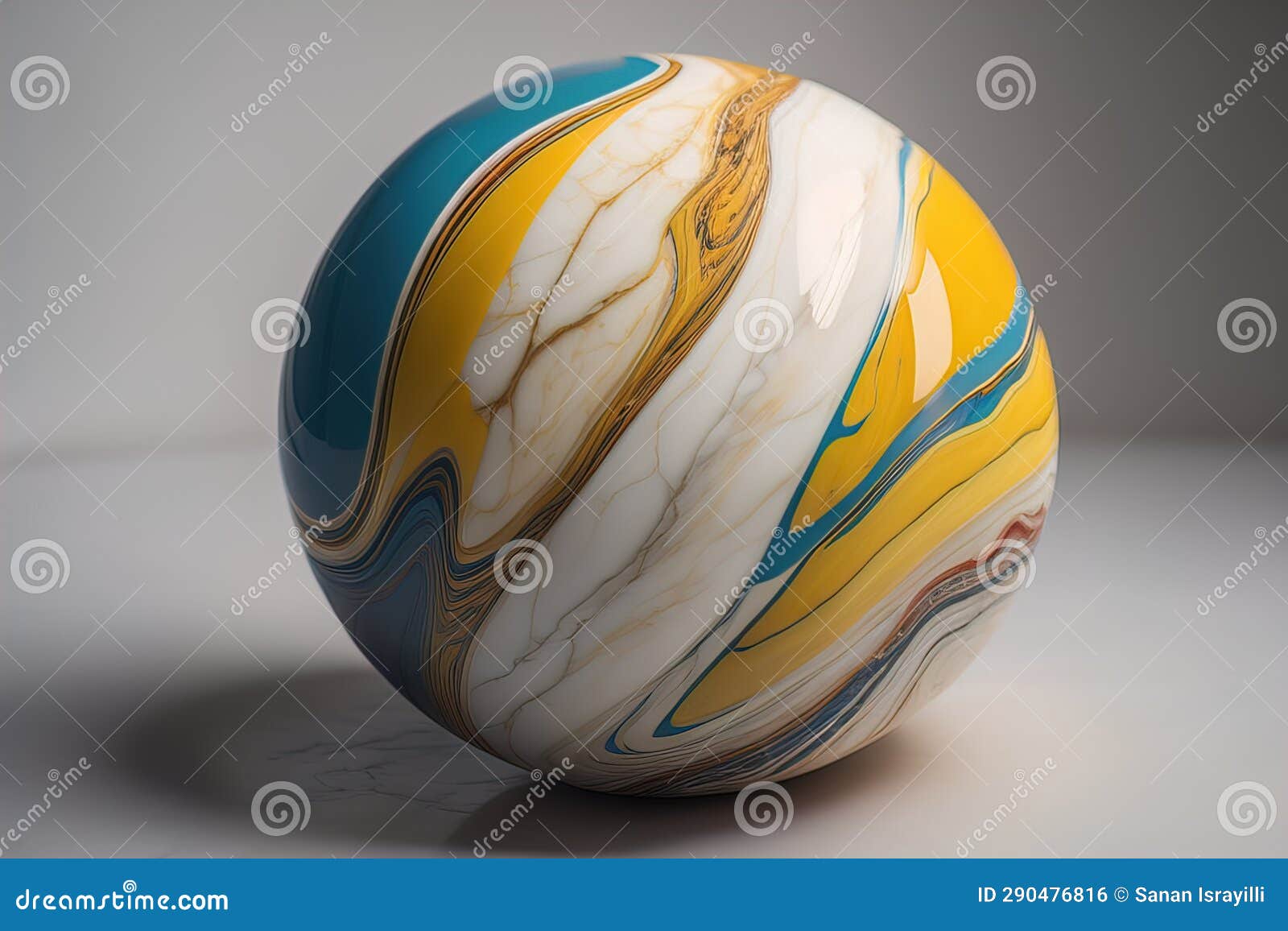 Colorful Marble Ball on a Solid Colour Background. Close-up Stock Photo ...