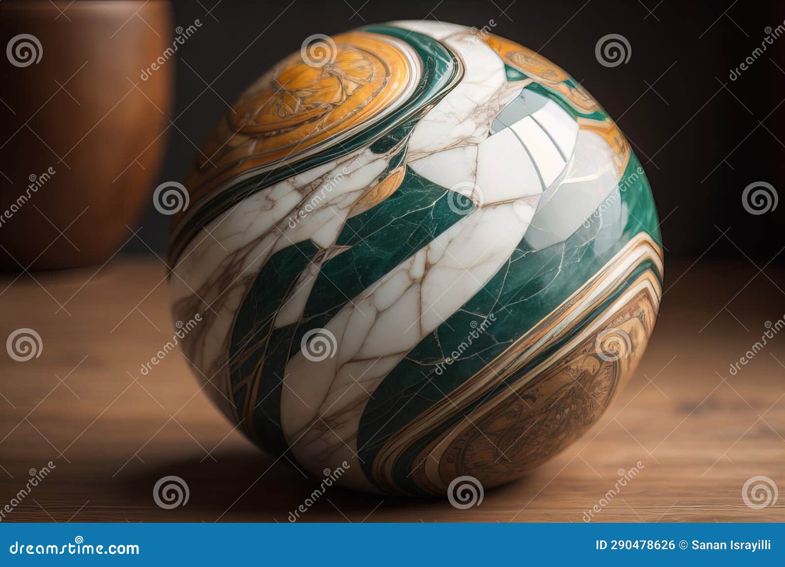 Colorful Marble Ball on a Solid Colour Background. Close-up Stock Photo ...