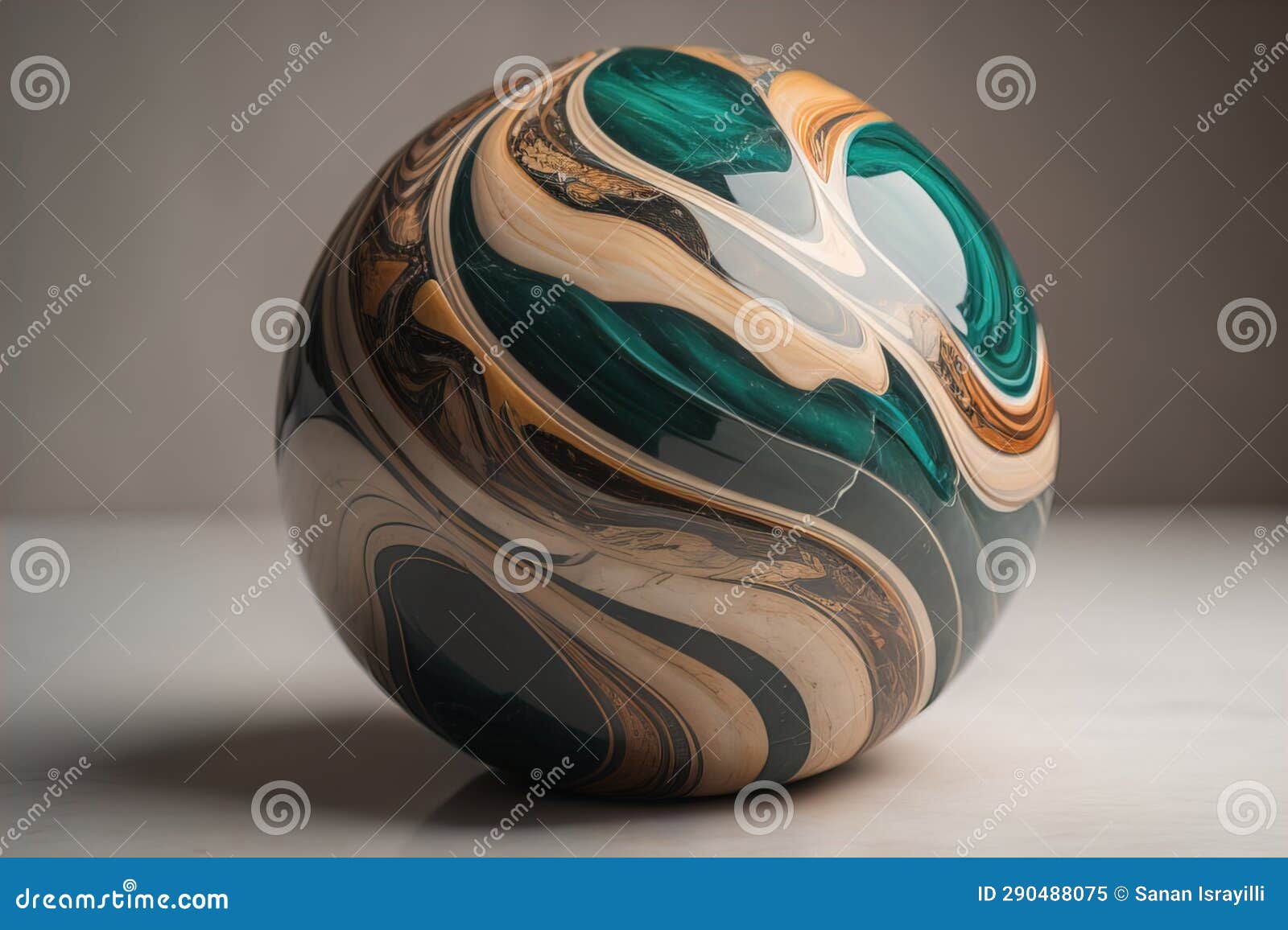 Colorful Marble Ball on a Solid Colour Background. Close-up Stock Image ...