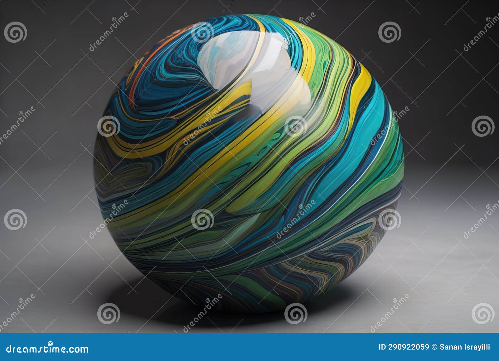 Colorful Marble Ball on a Solid Colour Background. Close-up Stock Image ...
