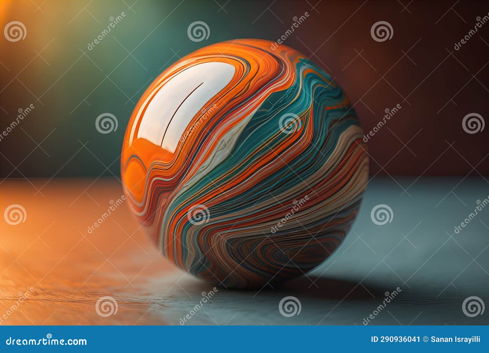 Colorful Marble Ball on a Solid Colour Background. Close-up Stock Image ...