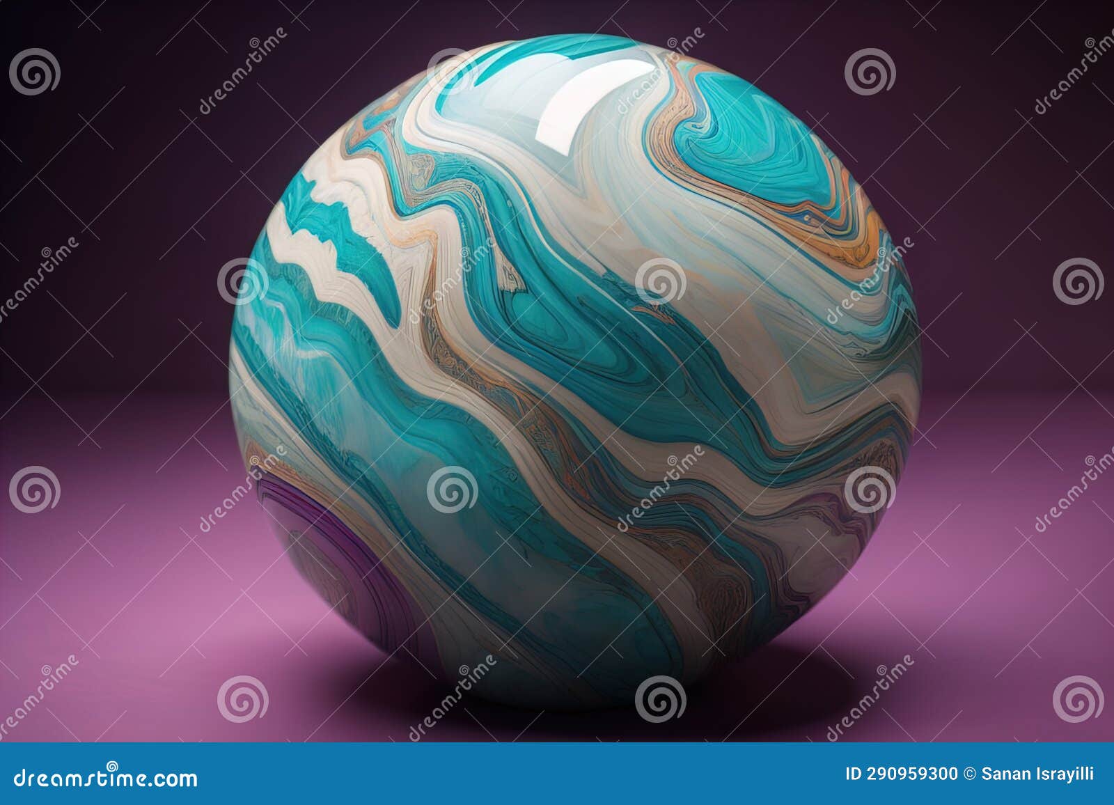 Colorful Marble Ball on a Solid Colour Background. Close-up Stock Photo ...