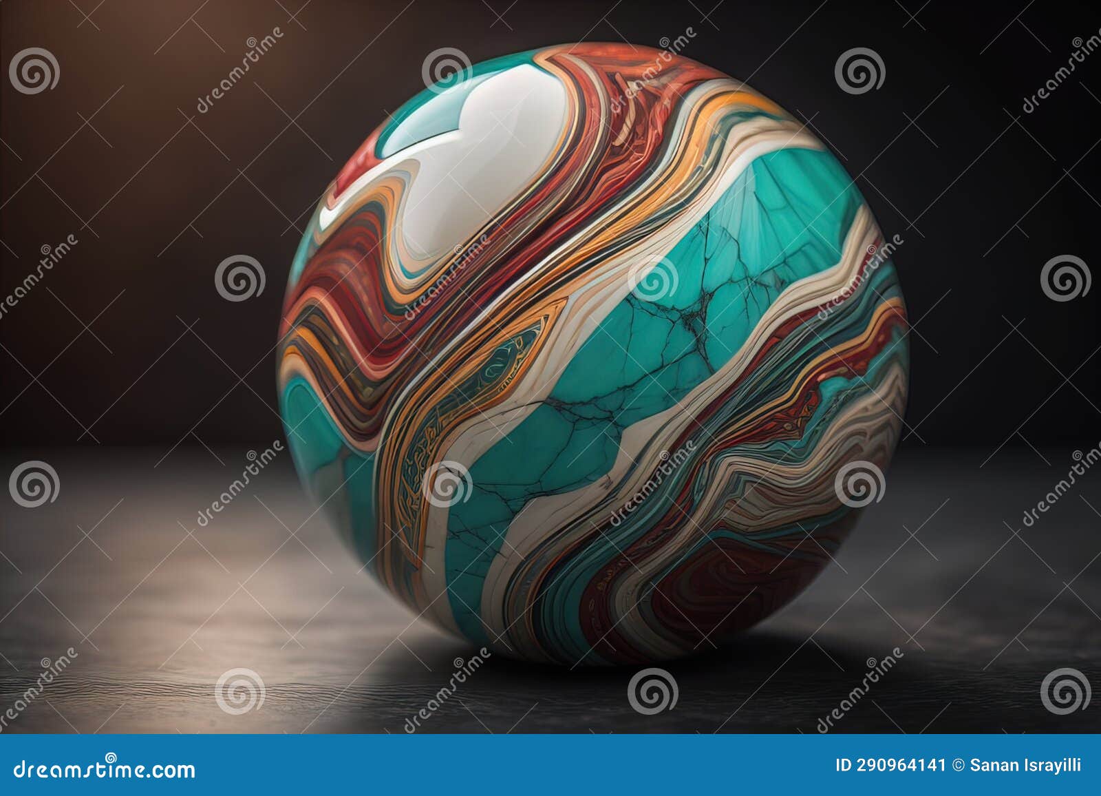 Colorful Marble Ball on a Solid Colour Background. Close-up Stock ...