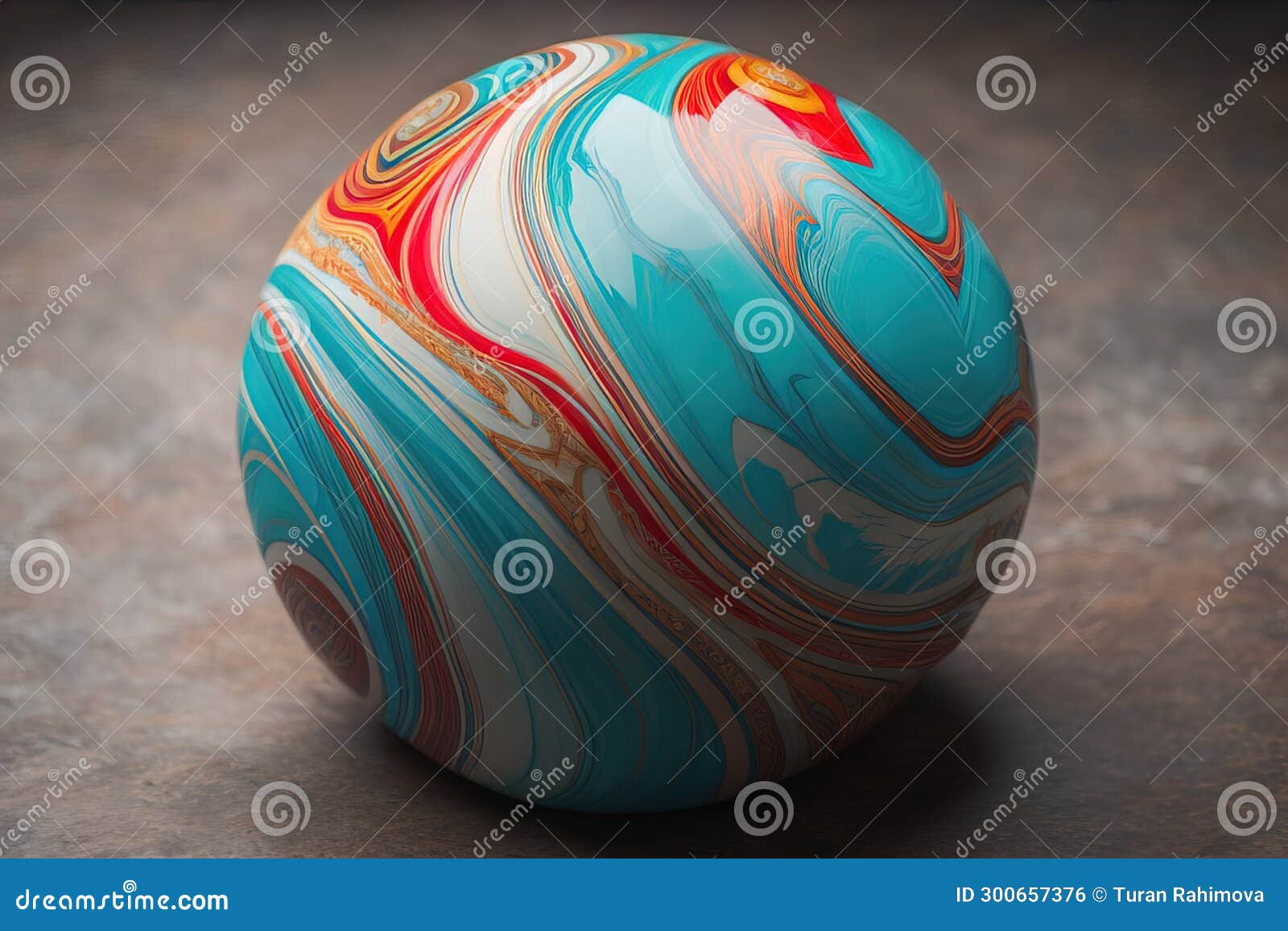 Colorful Marble Ball on a Solid Colour Background. Close-up Stock ...
