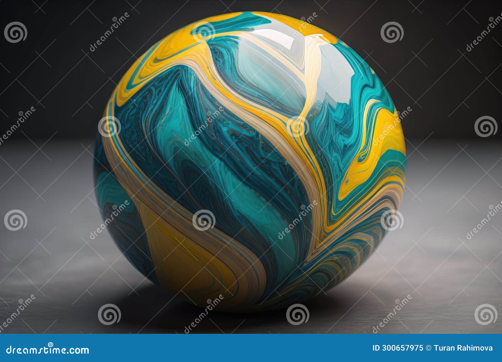 Colorful Marble Ball on a Solid Colour Background. Close-up Stock ...