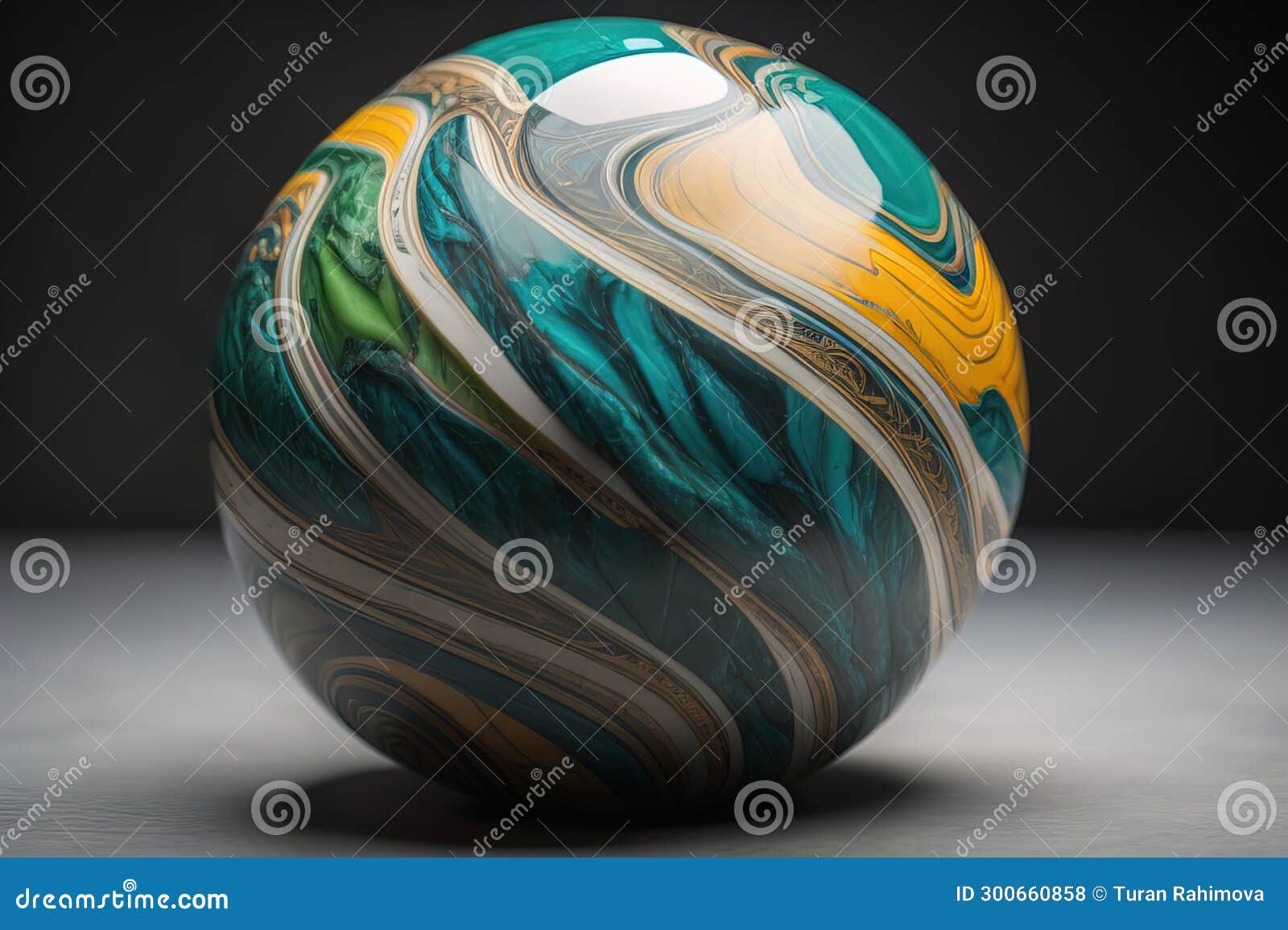 Colorful Marble Ball on a Solid Colour Background. Close-up Stock Photo ...
