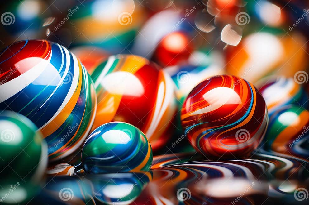 Colorful Marbles are Scattered on a Table Stock Illustration ...