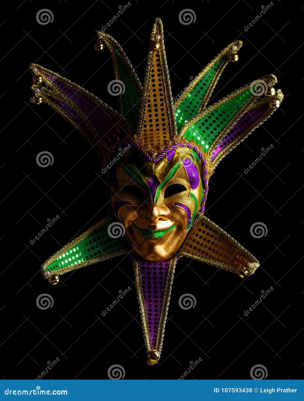 Colorful Mardi Gras Mask Isolated Stock Photo - Image of costume, green ...