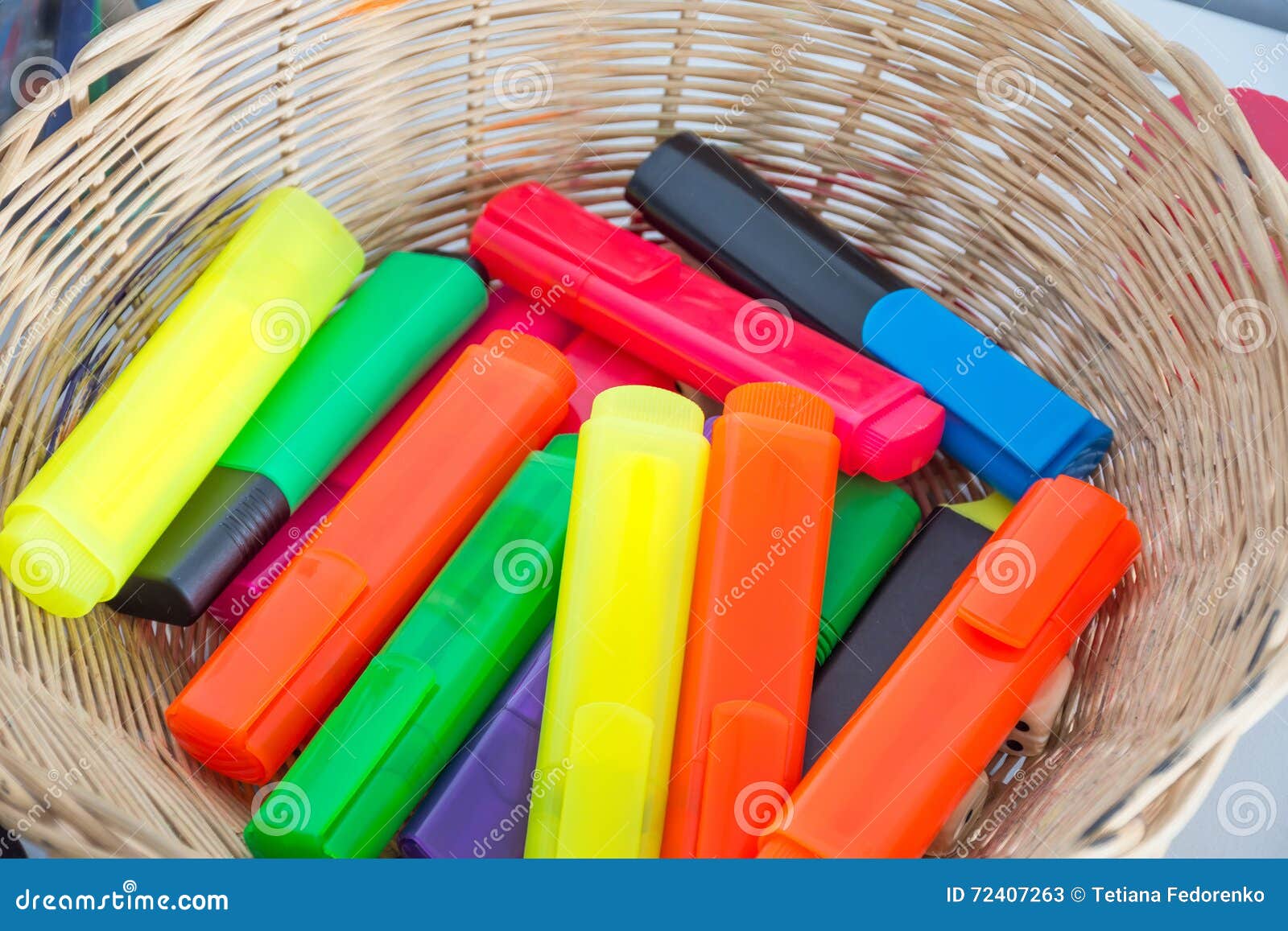 Colorful Markers In A Basket Stock Image | CartoonDealer.com #72407263