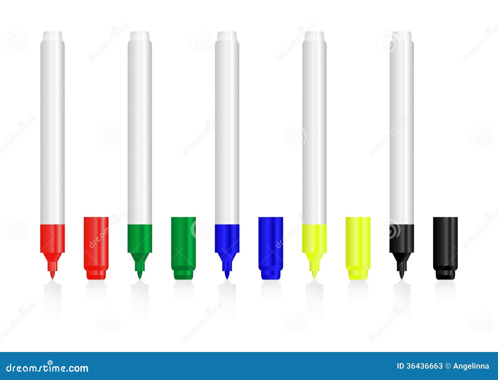 Colorful markers set stock vector. Illustration of clerical - 36436663