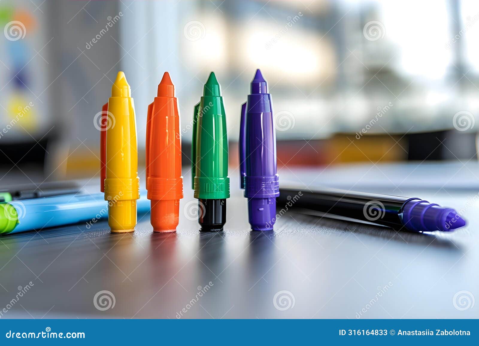 Colorful Markers Used for Brainstorming Ideas on a Whiteboard. Concept ...