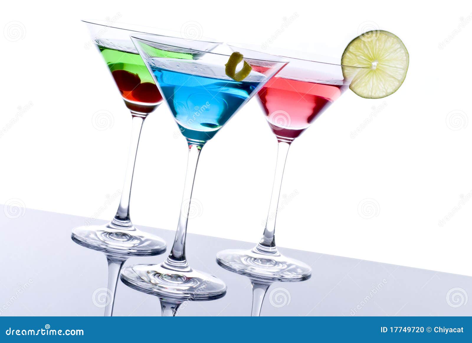 Colorful Martini Cocktails stock photo. Image of reflection - 17749720