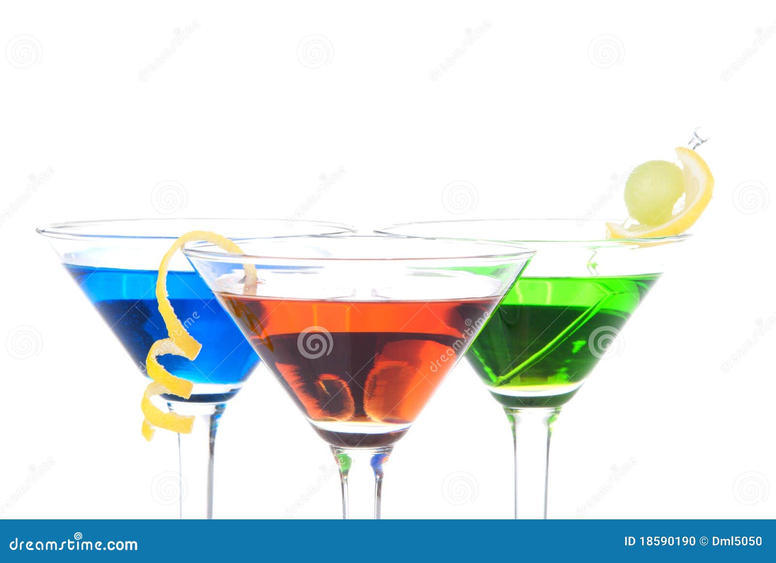 Colorful Martini Cocktails Blue Green and Red Stock Photo - Image of ...