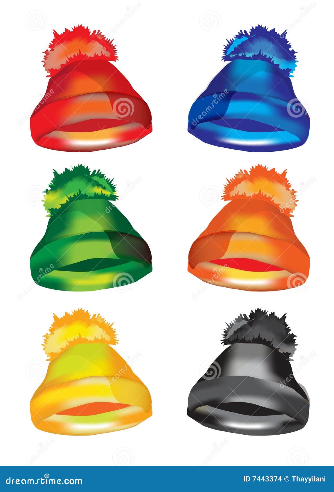 Colorful Caps stock vector. Illustration of orange, cartoon - 7443374