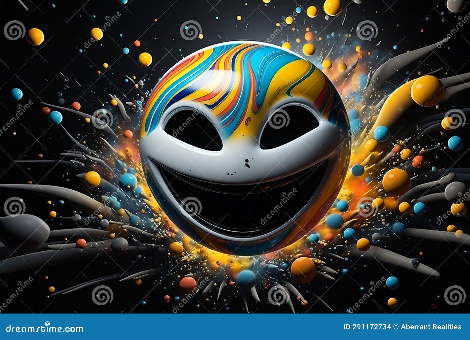 A Colorful Mask with a Smiley Face on it Stock Illustration ...