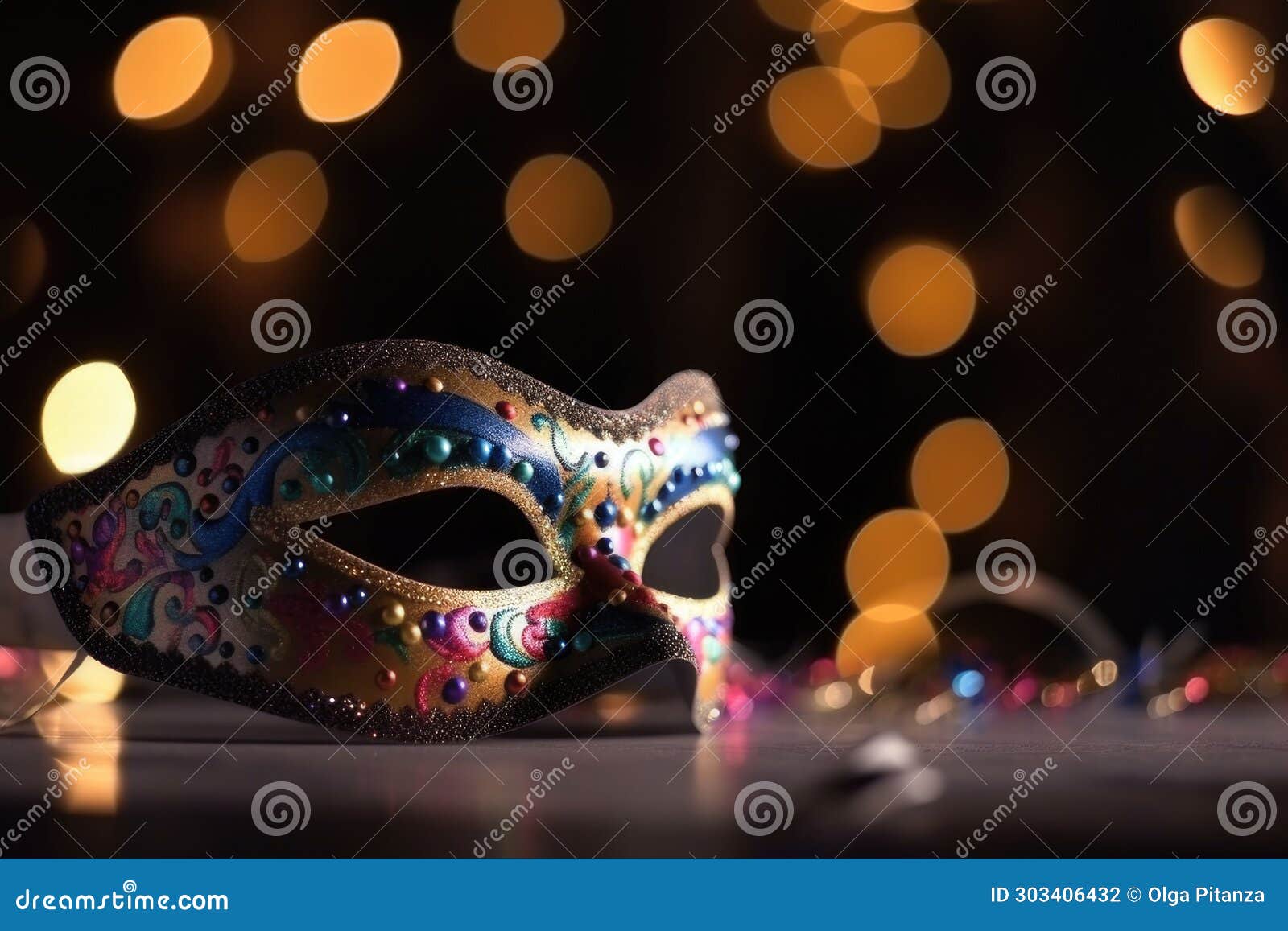 Colorful Masquerade Mask in Confetti Stock Illustration - Illustration ...