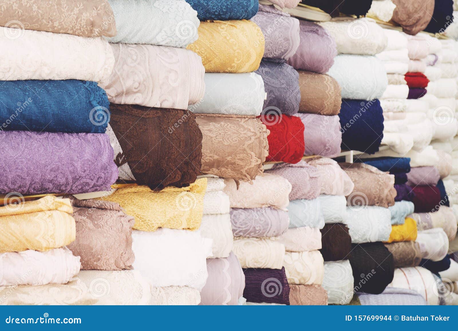 Colorful Material Fabric Rolls. Stock Photo - Image of manufacture ...