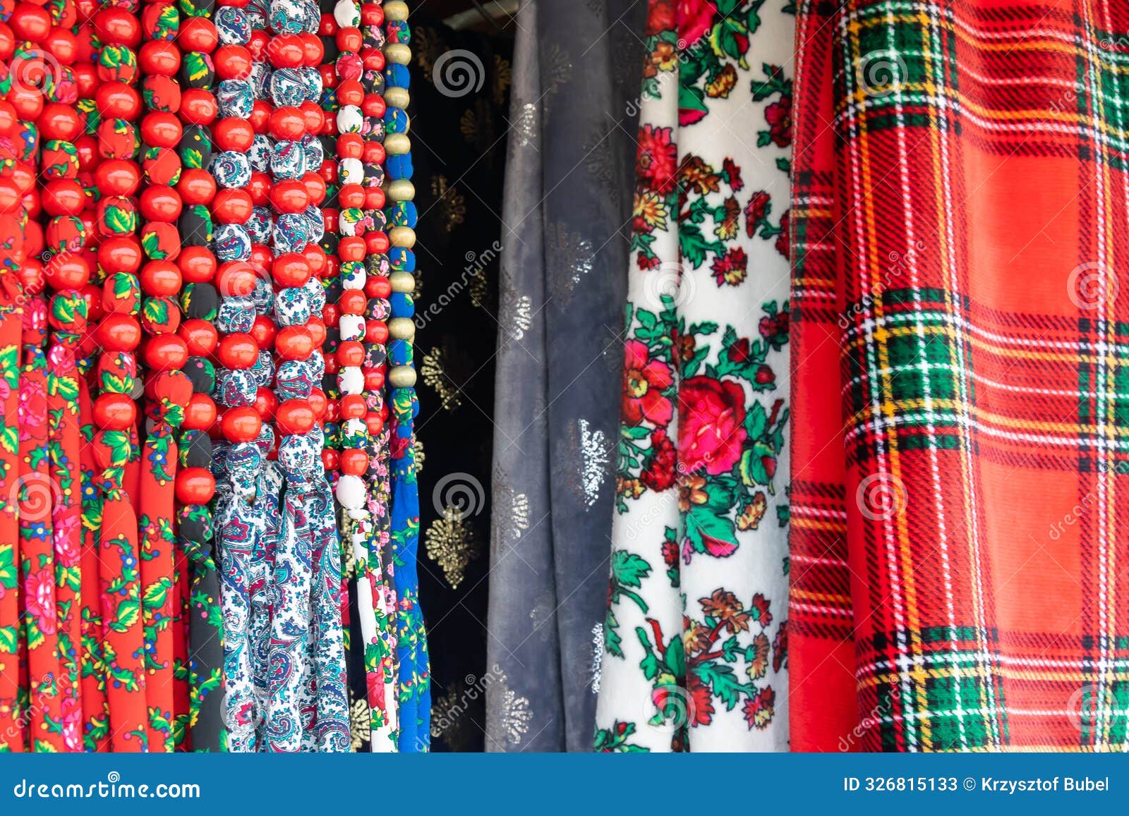 Colorful Materials and Beads in Highland Style Stock Image - Image of ...