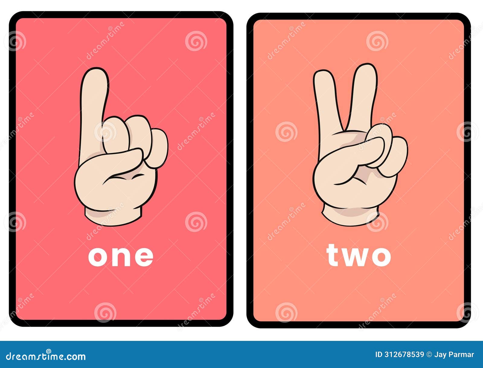 Colorful Math Number Illustrated Flashcards - 1 Stock Illustration ...