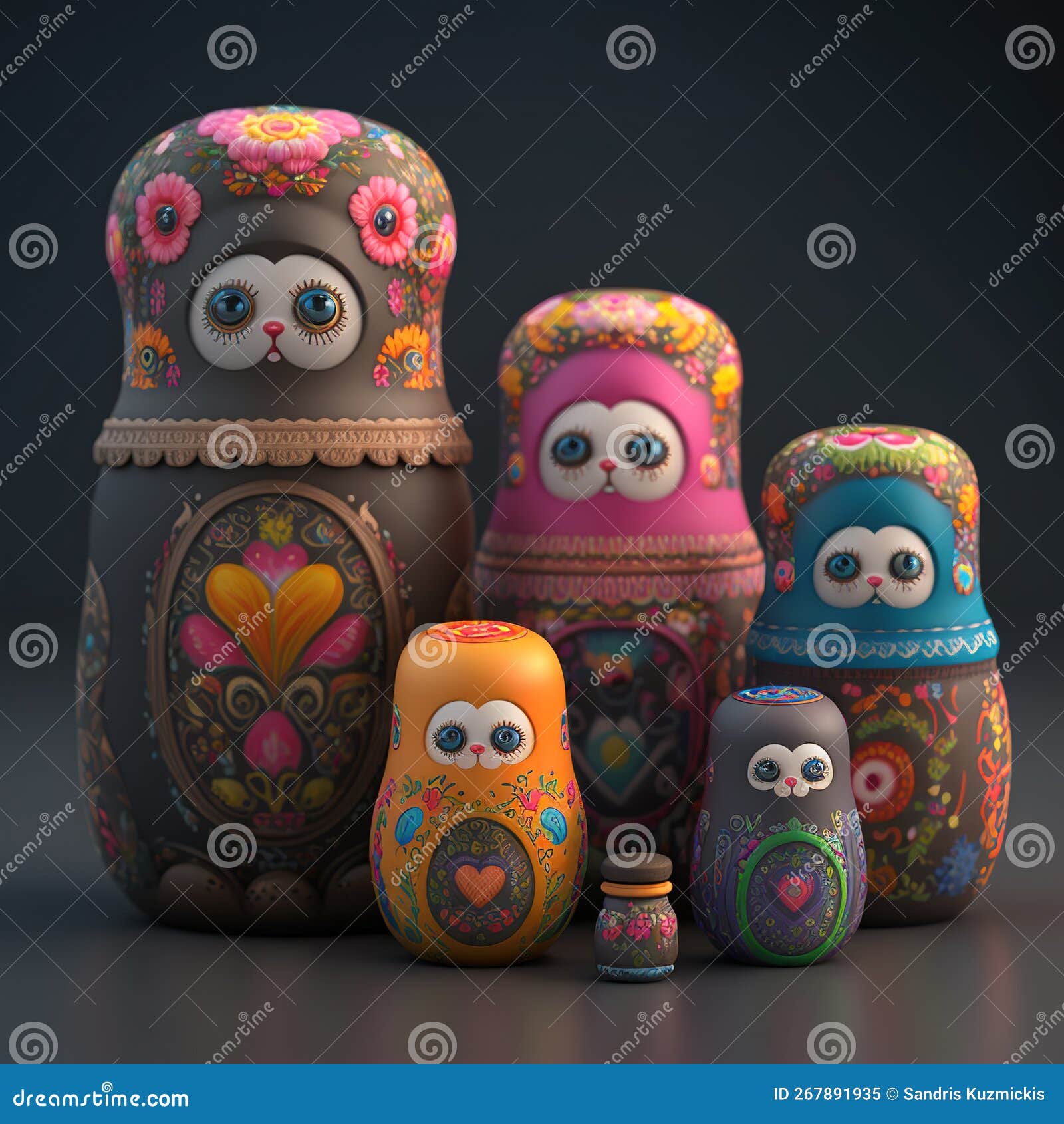 Colorful Matrioshka Dolls. Generative AI Stock Illustration - Illustration of matrioshka, girl ...