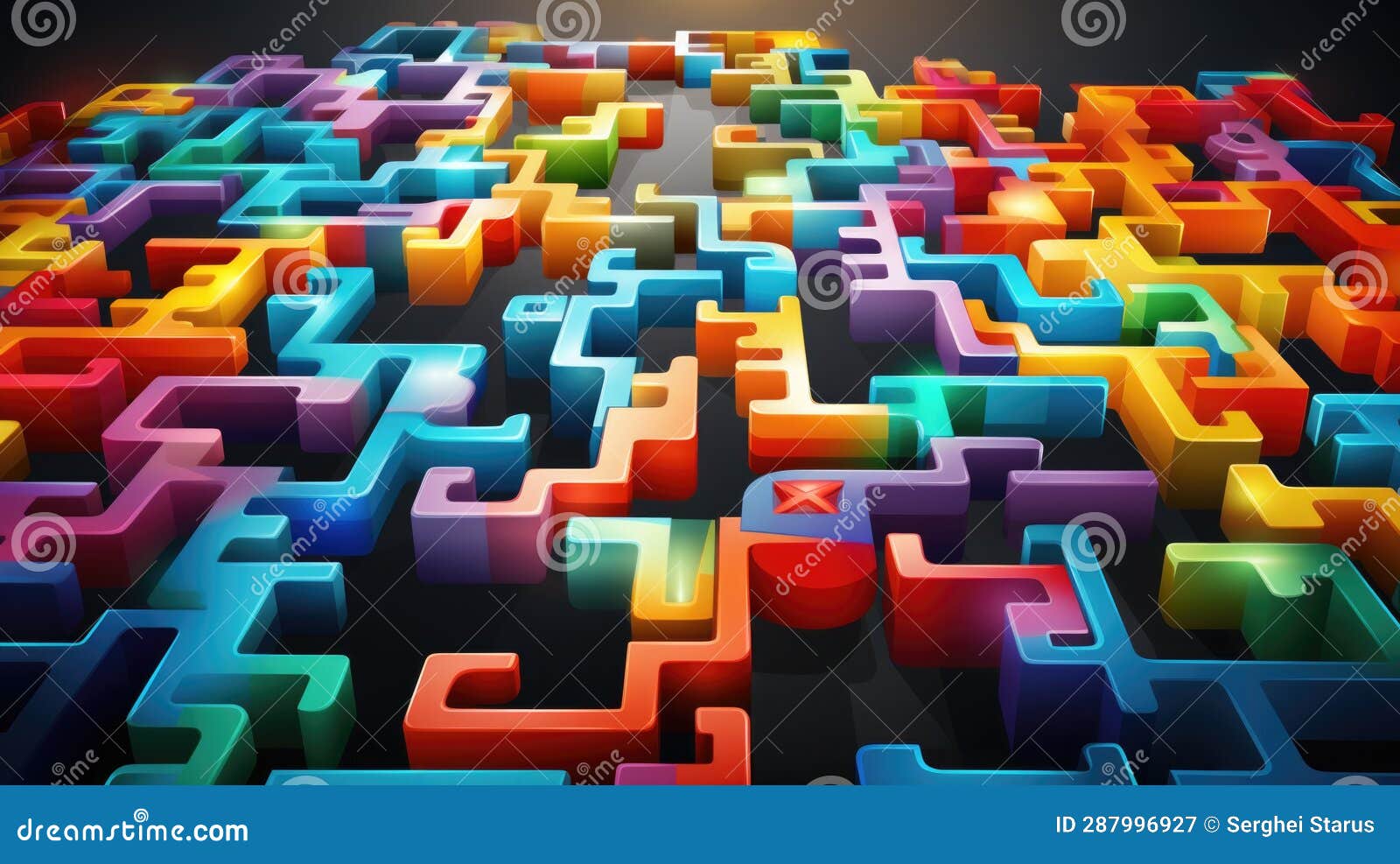 A Colorful Maze with Many Different Shapes, AI Stock Illustration ...