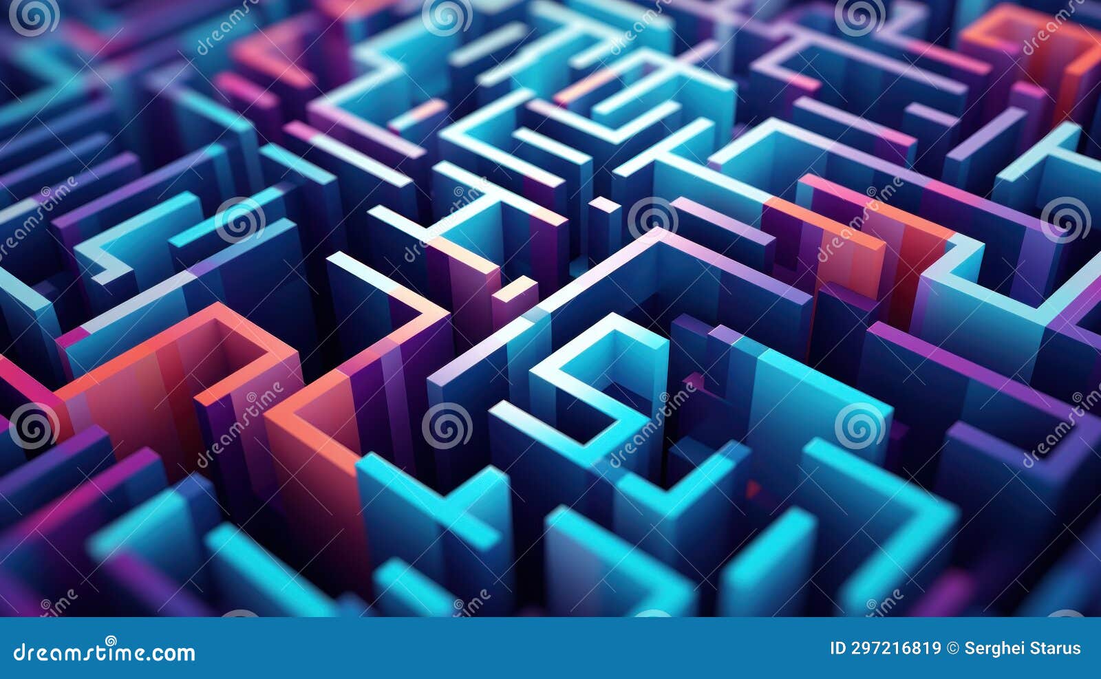 A Colorful Maze with Many Different Shapes, AI Stock Illustration ...
