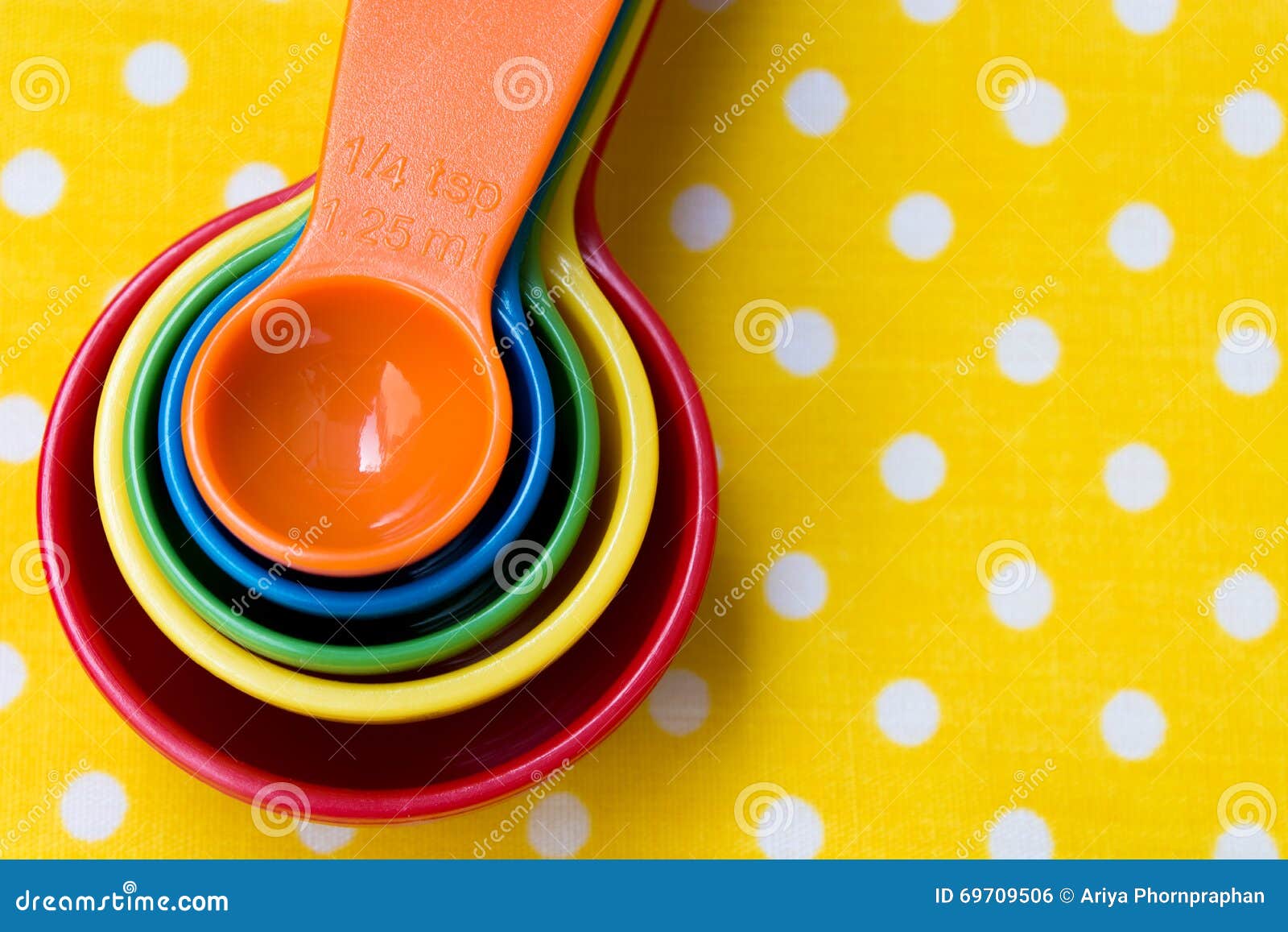 Colorful measuring spoon stock photo. Image of cooking - 69709506