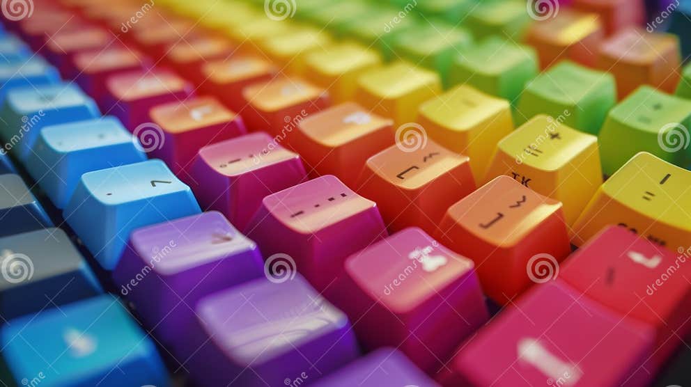 Colorful Mechanical Keyboard Keys Forming Gradient Pattern Stock Photo ...