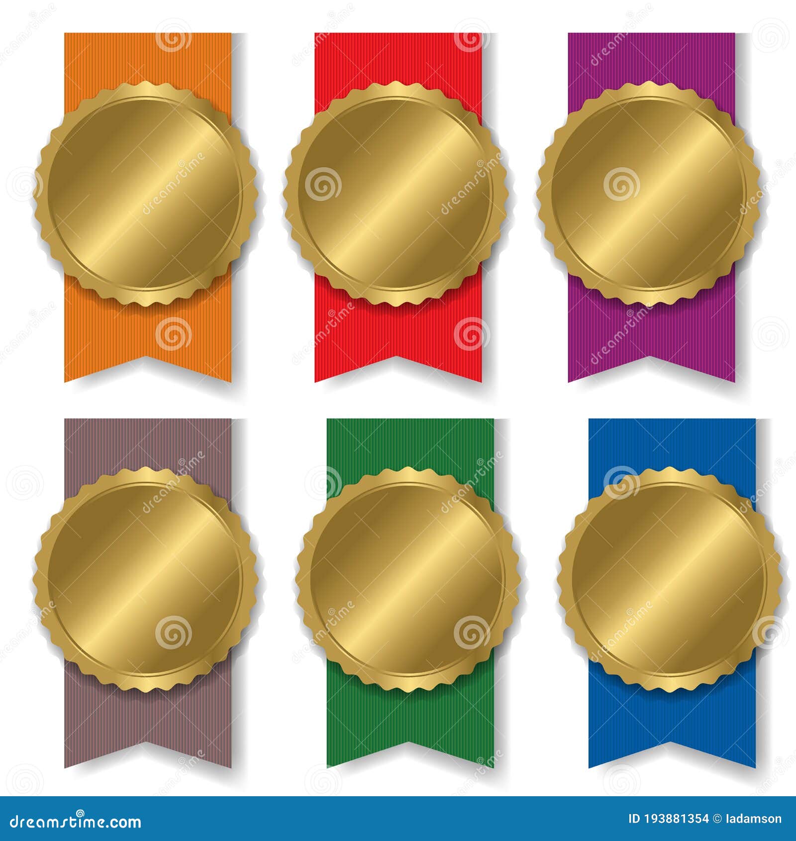 Colorful Medal Set with White Background Stock Vector - Illustration of ...