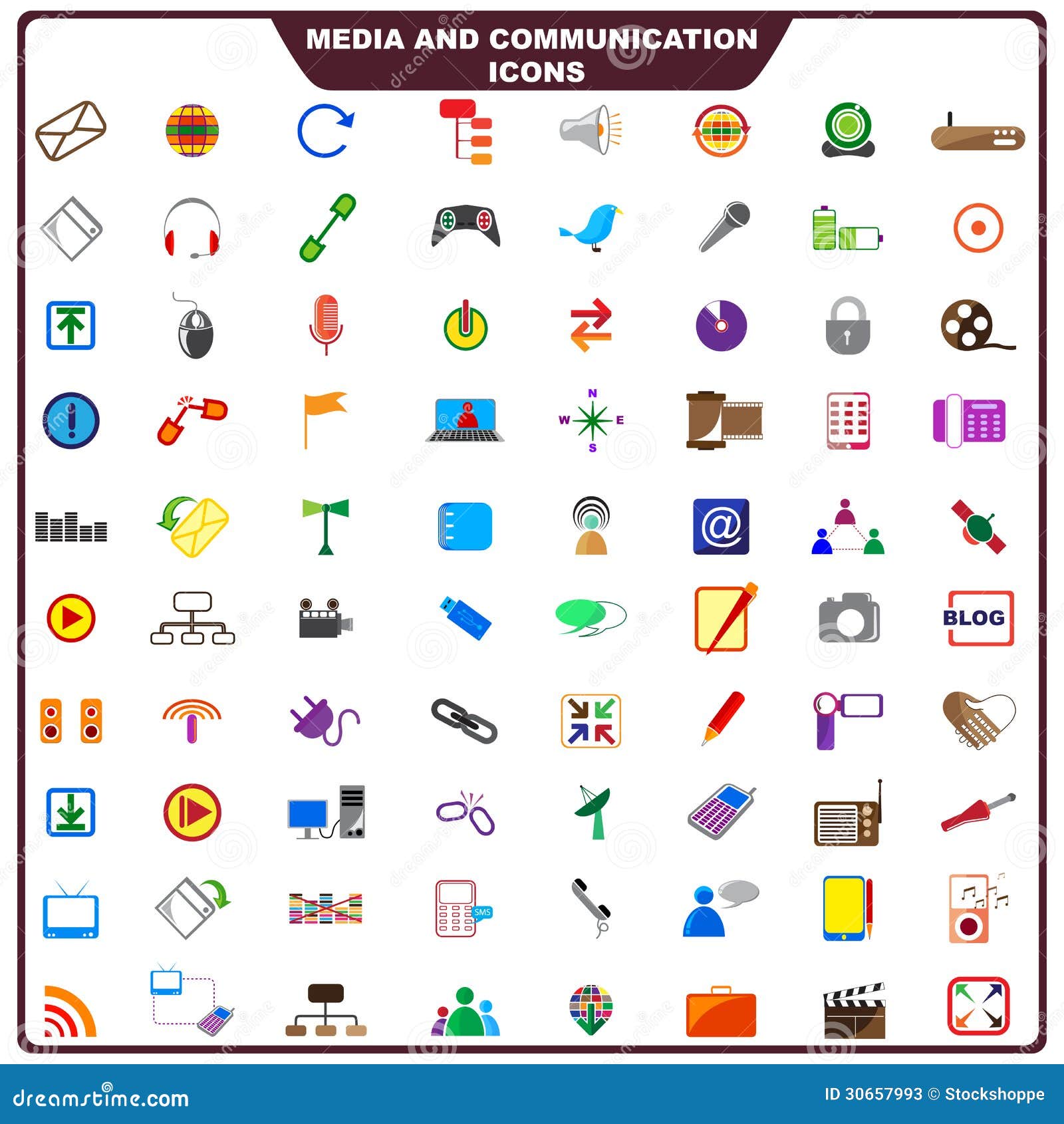 Colorful Media and Communication Icon Stock Vector - Illustration of ...