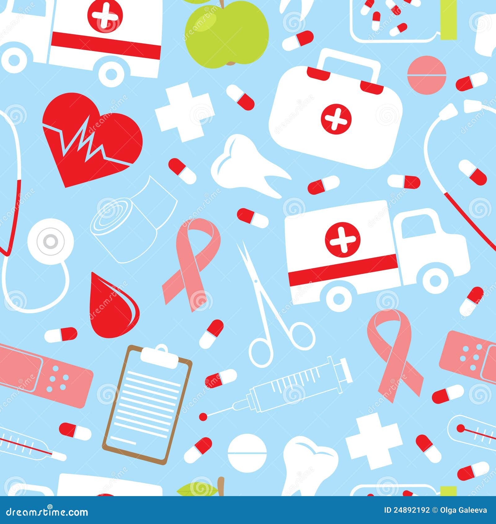 Colorful medical pattern stock vector. Illustration of apple - 24892192