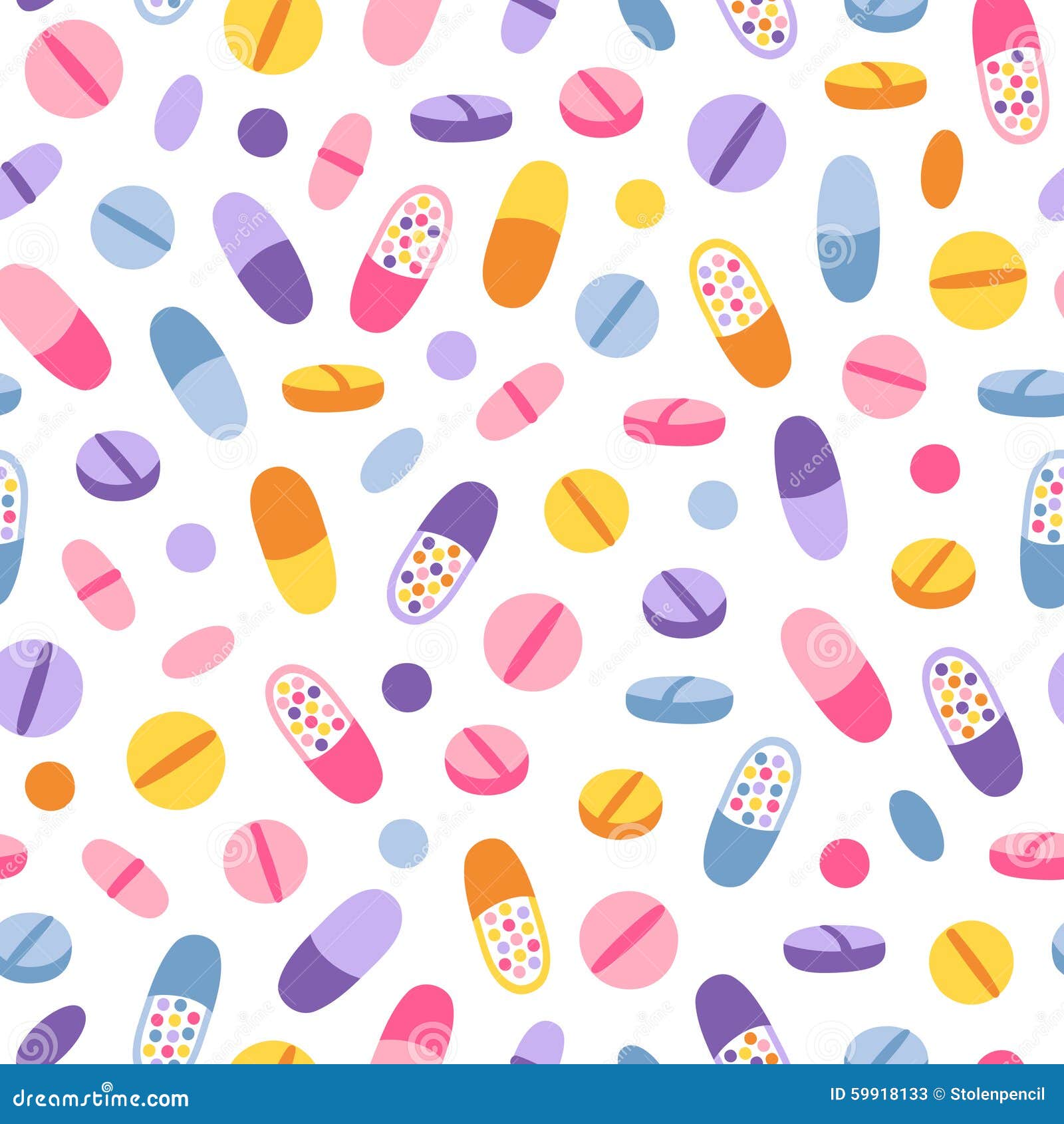 Colorful Medical Pills Seamless Pattern Stock Vector - Illustration of ...