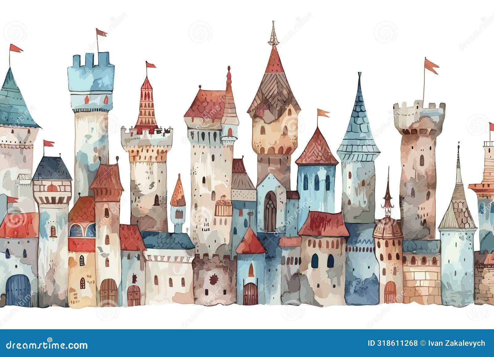 Colorful Medieval Castles. Vector Illustration Design Stock ...