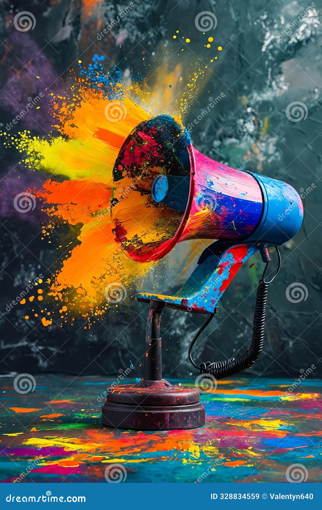 A Colorful Megaphone with Colorful Paint Splatters Coming Out of it ...