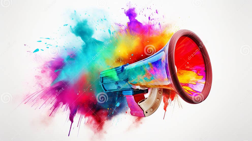 A Colorful Megaphone on a White Background Stock Image - Image of ...