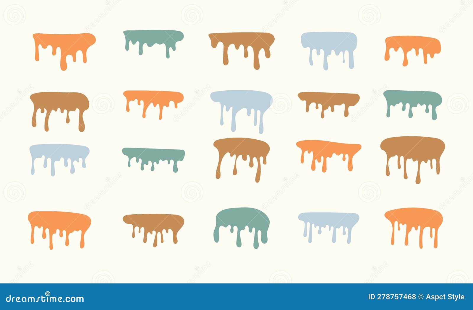 Colorful Melting Drips Paint Collection. Melt Drips Paint Abstract ...