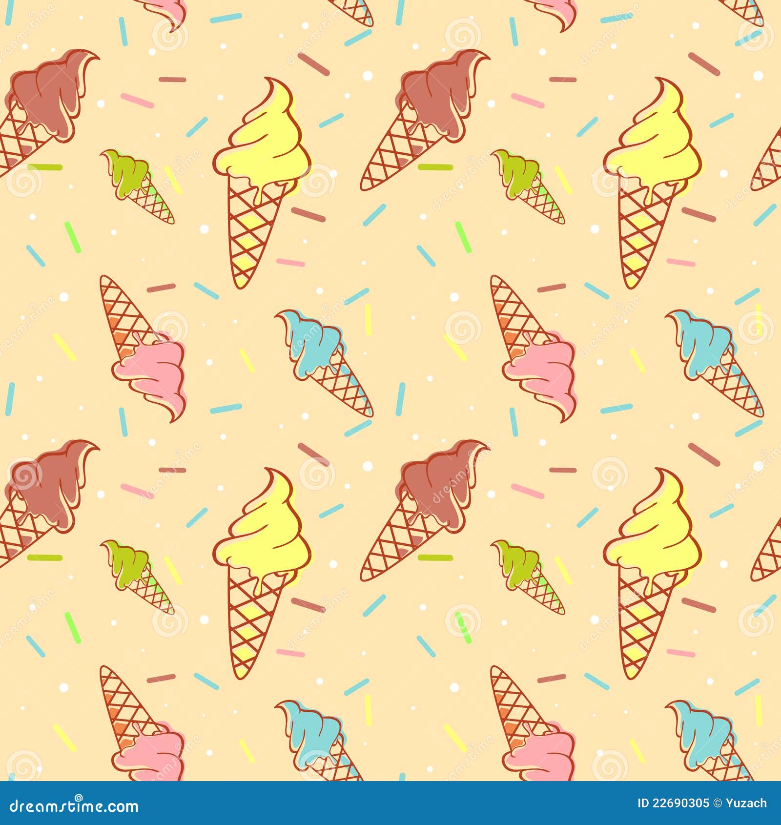 Colorful Melting Ice-cream Seamless Pattern Stock Vector - Illustration ...
