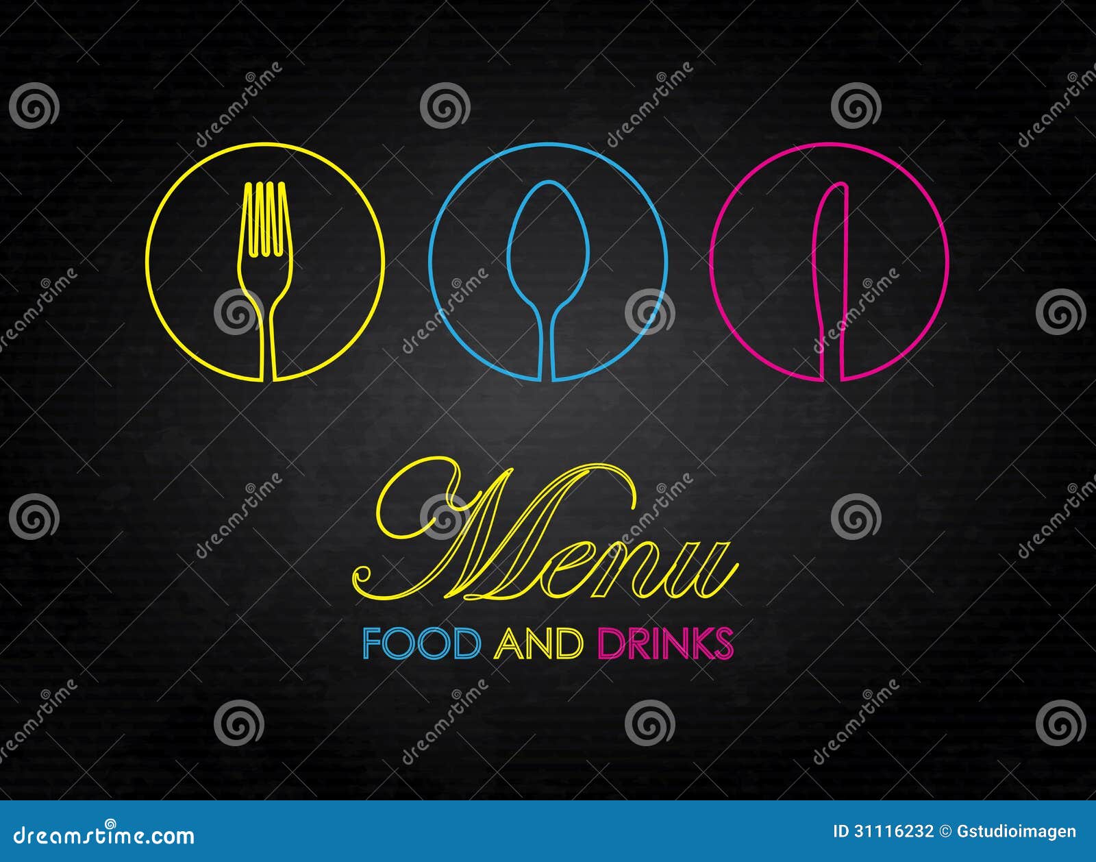 Colorful menu stock vector. Illustration of serving, invitation - 31116232