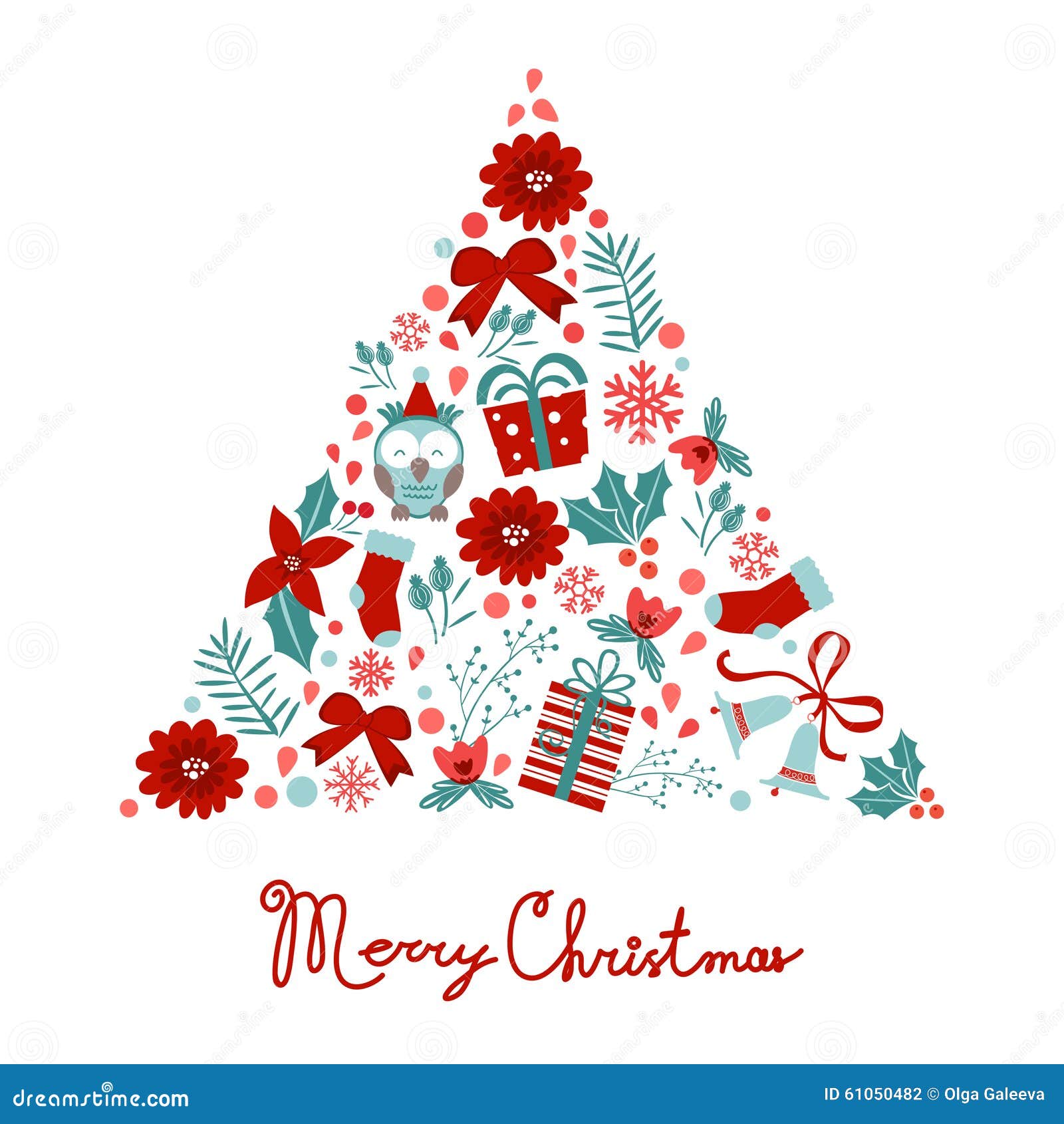 Colorful Merry Christmas Tree Shape with Holiday Stock Vector ...
