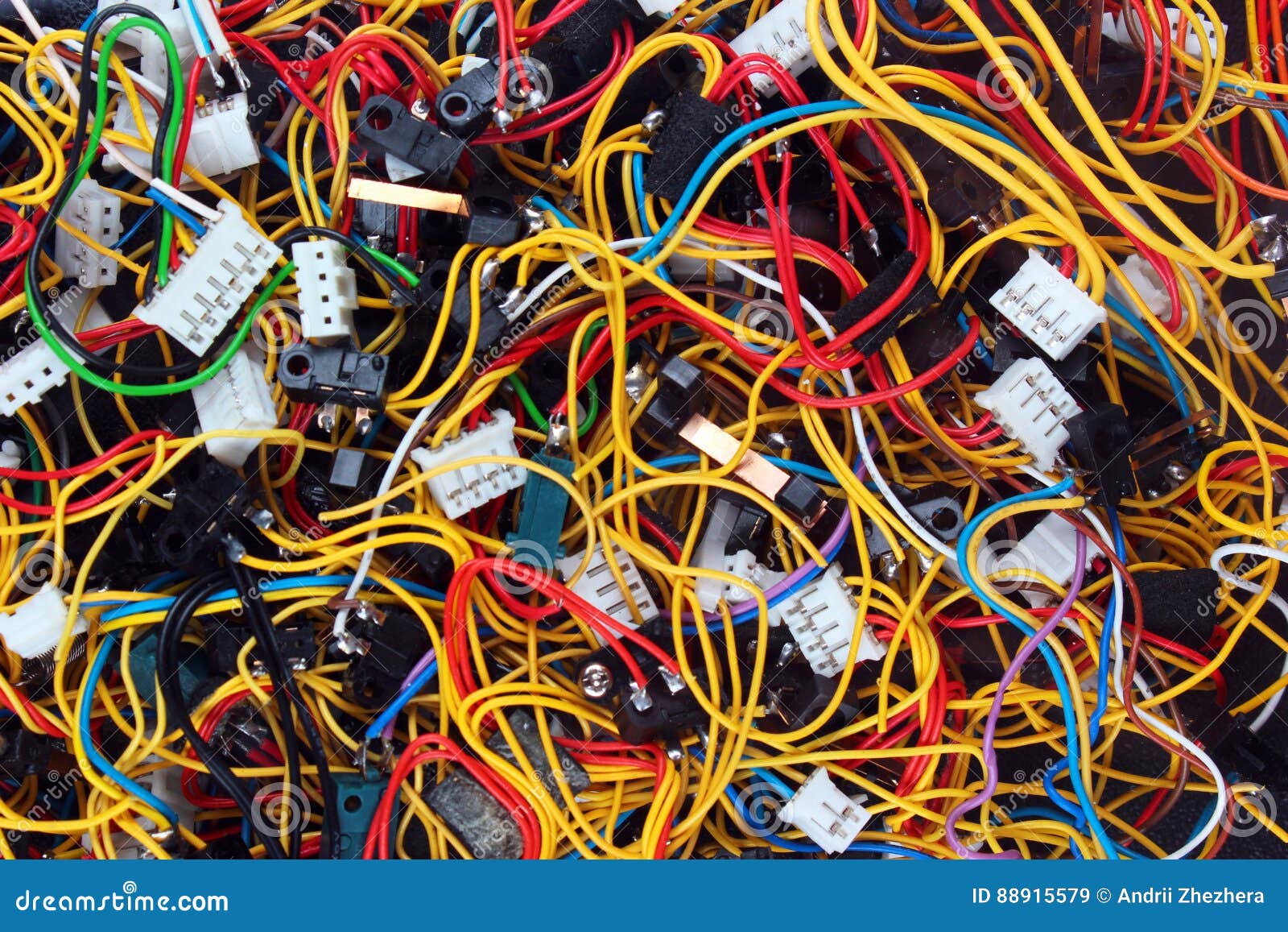 Colorful Mess of Cables Wires and Connectors Stock Image - Image of ...