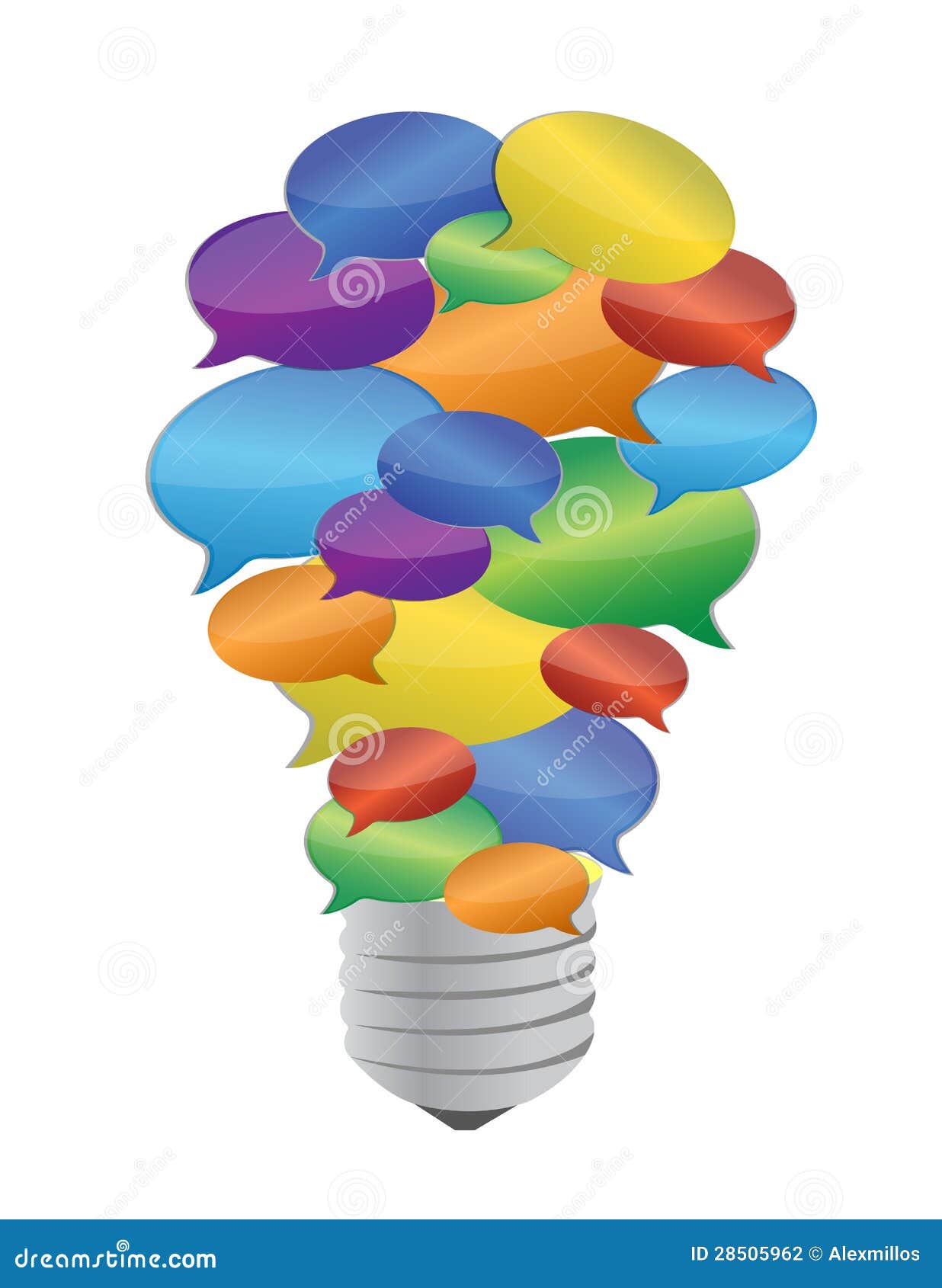 Colorful Message Bubble Bulb Stock Illustration - Illustration of ...