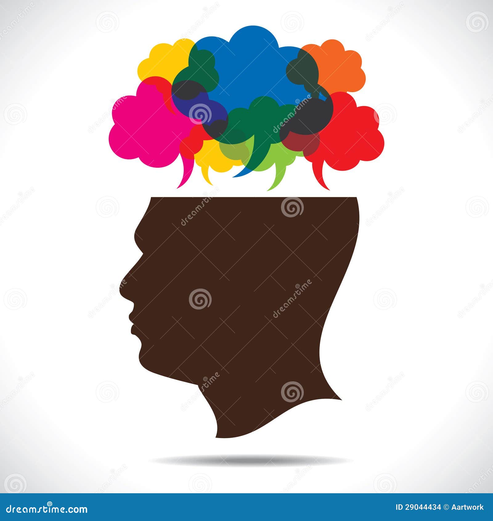 Colorful Message Cloud in Head Stock Vector - Illustration of isolated ...
