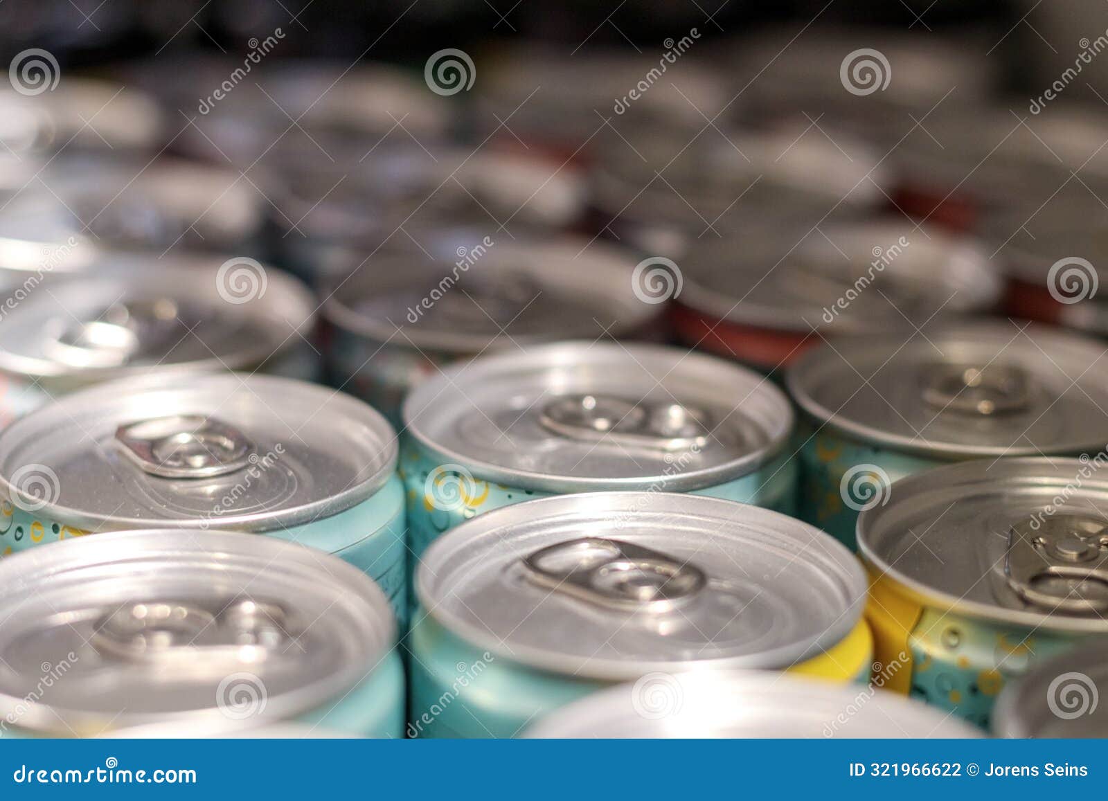 .Colorful Metal Beer Cans Stacked on a Shelf Stock Photo - Image of ...