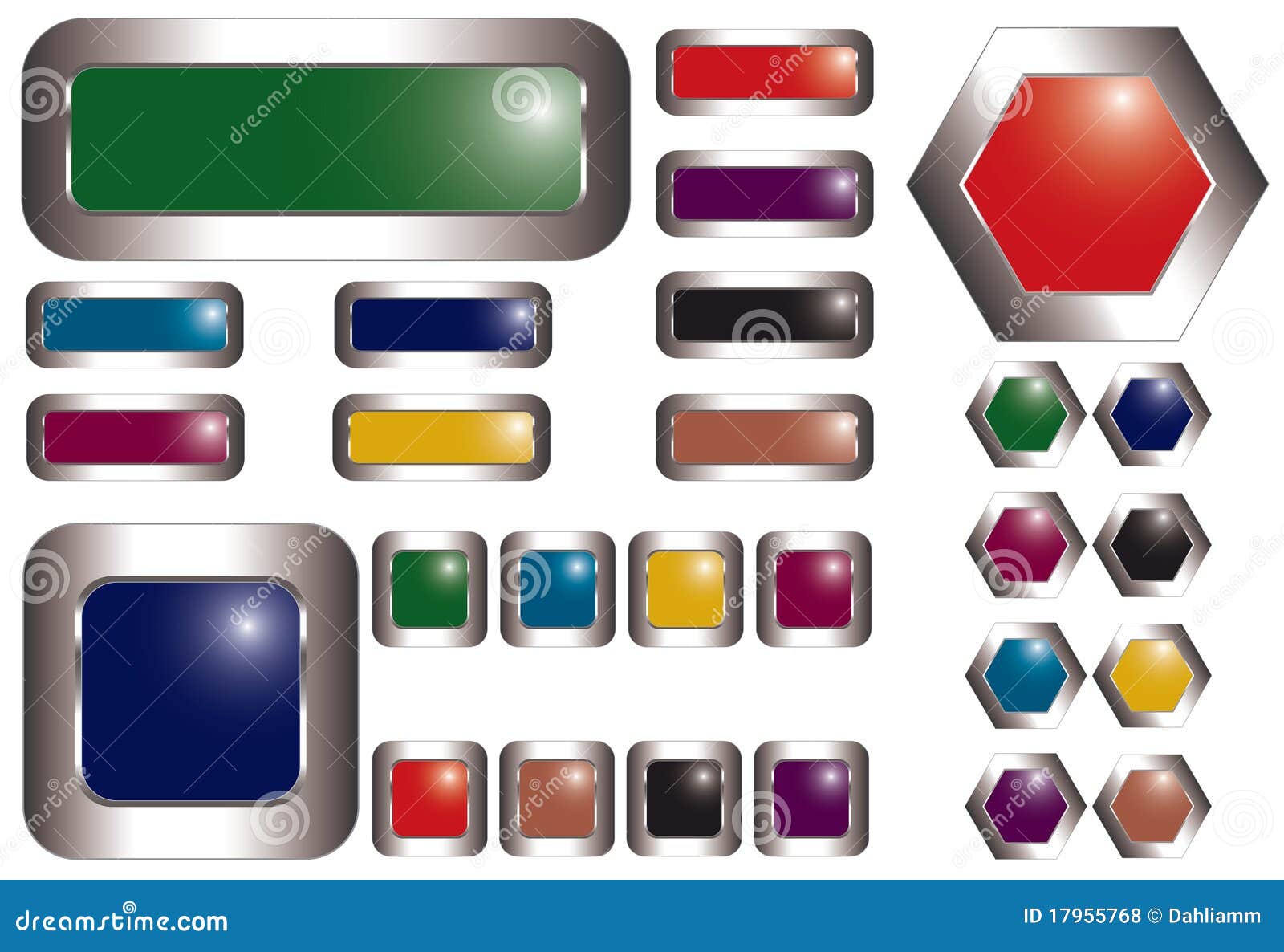 Colorful metal buttons stock vector. Illustration of shape - 17955768