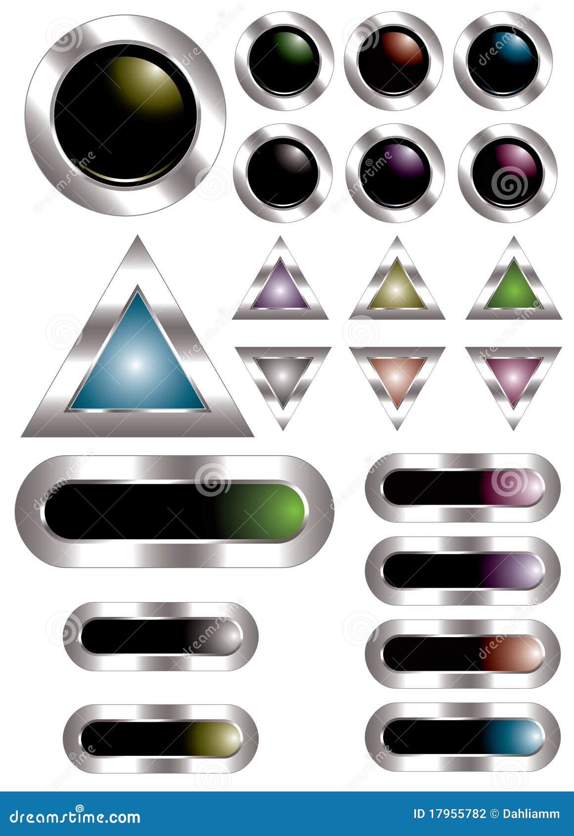 Colorful metal buttons stock vector. Illustration of button - 17955782