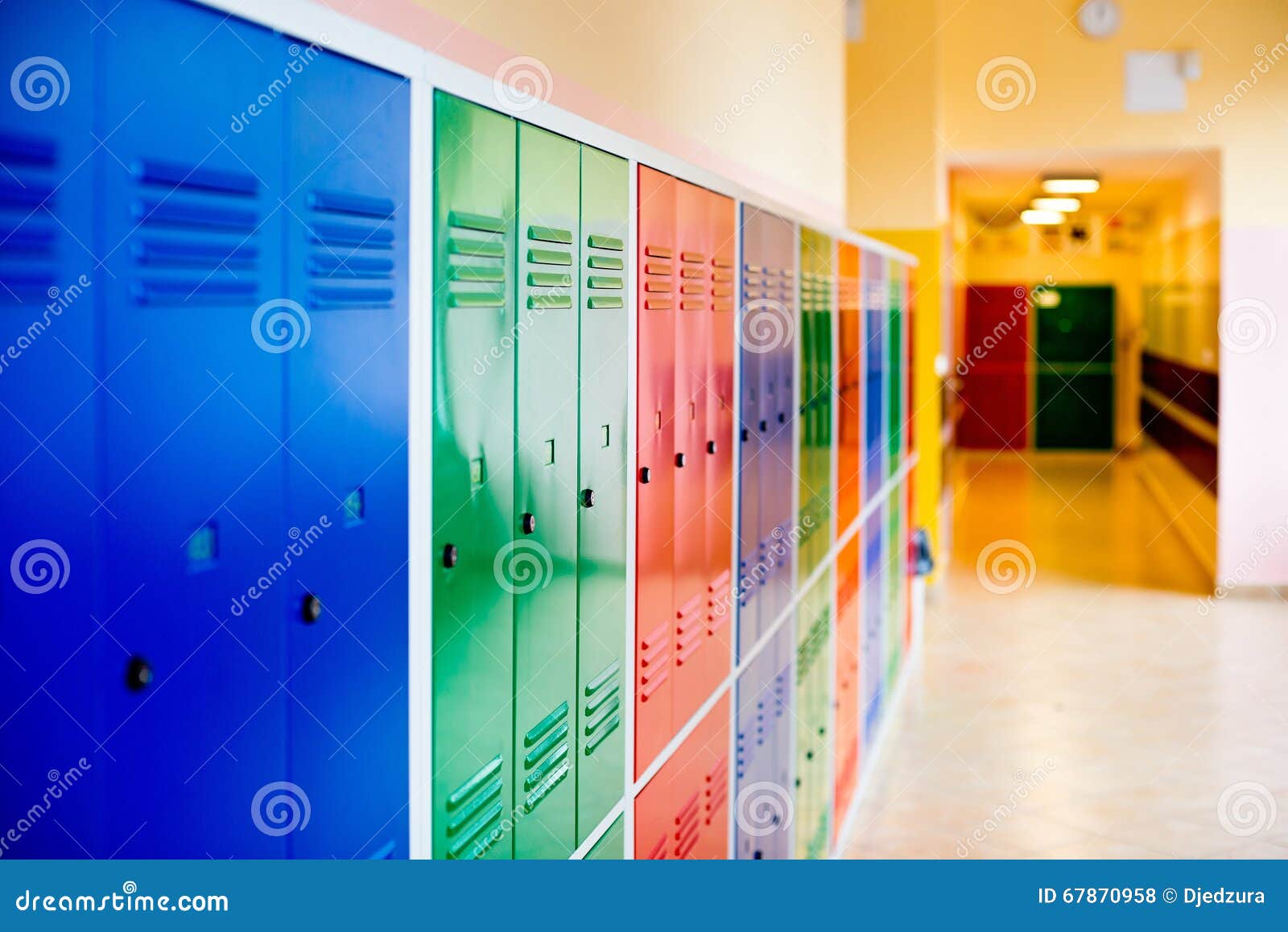 Colorful metal lockers stock photo. Image of changing - 67870958