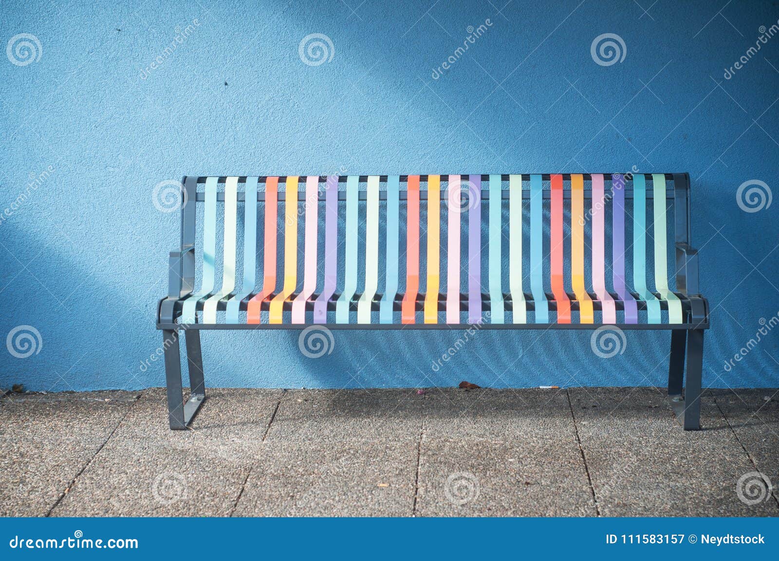 Colorful Metallic Bench in the Street Stock Image - Image of park ...