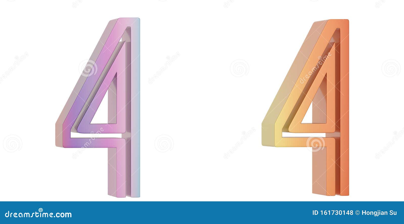 Colorful Metallic 3D Number Isolated on White Background. 3d ...