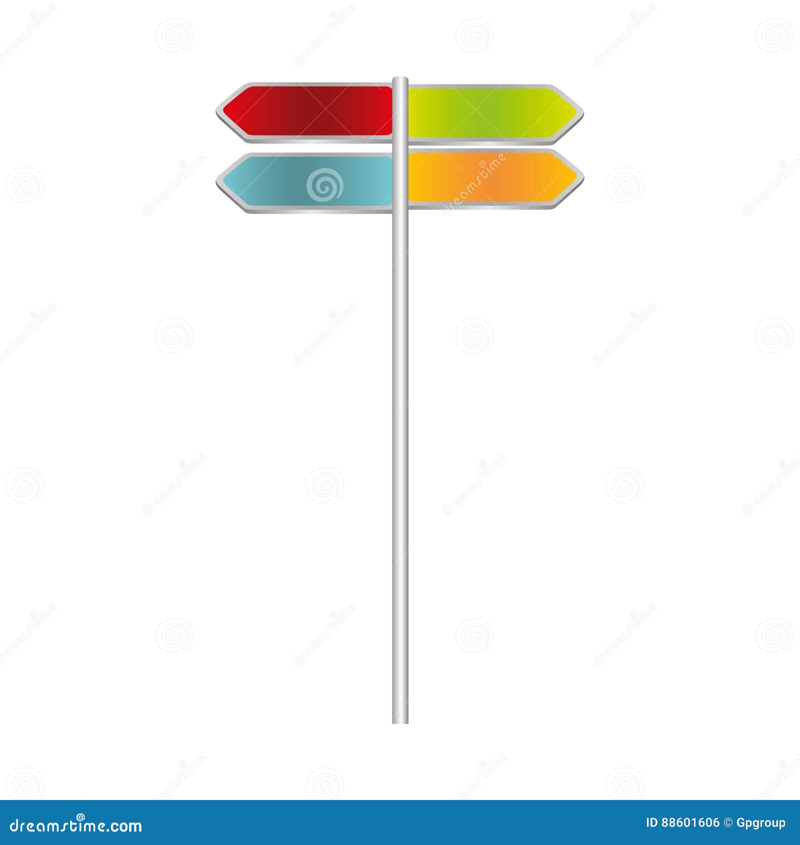 Colorful Metallic Multidirection Road Signs Set Stock Illustration ...