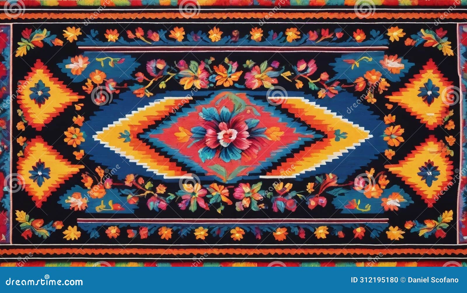 Colorful Mexican Rug Decorative Pattern. Generative AI Stock ...
